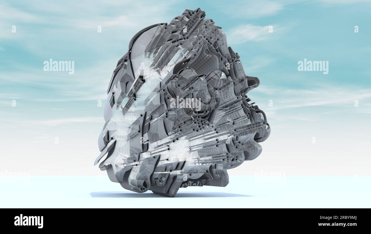 3D architectural illustrated representation of a human bust. Extremely ...