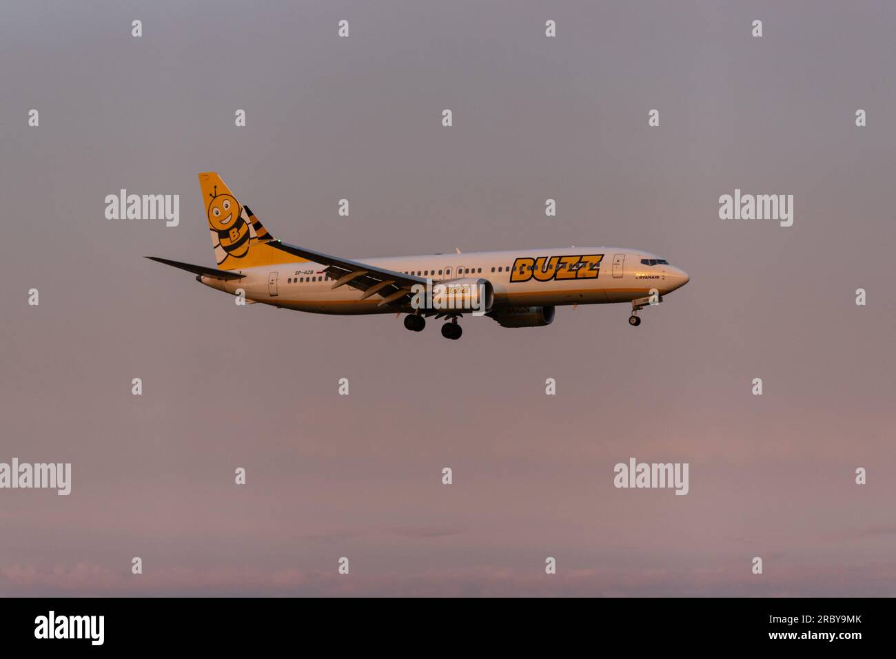 Buzz airline Boeing 737 MAX on finals to land at London Stansted ...