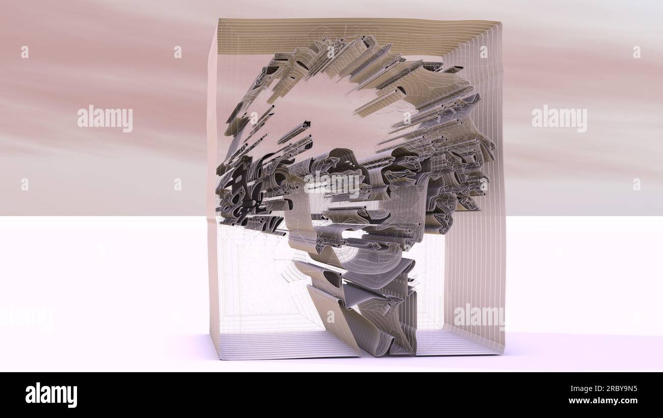 3D architectural illustrated representation of a human bust. Extremely ...