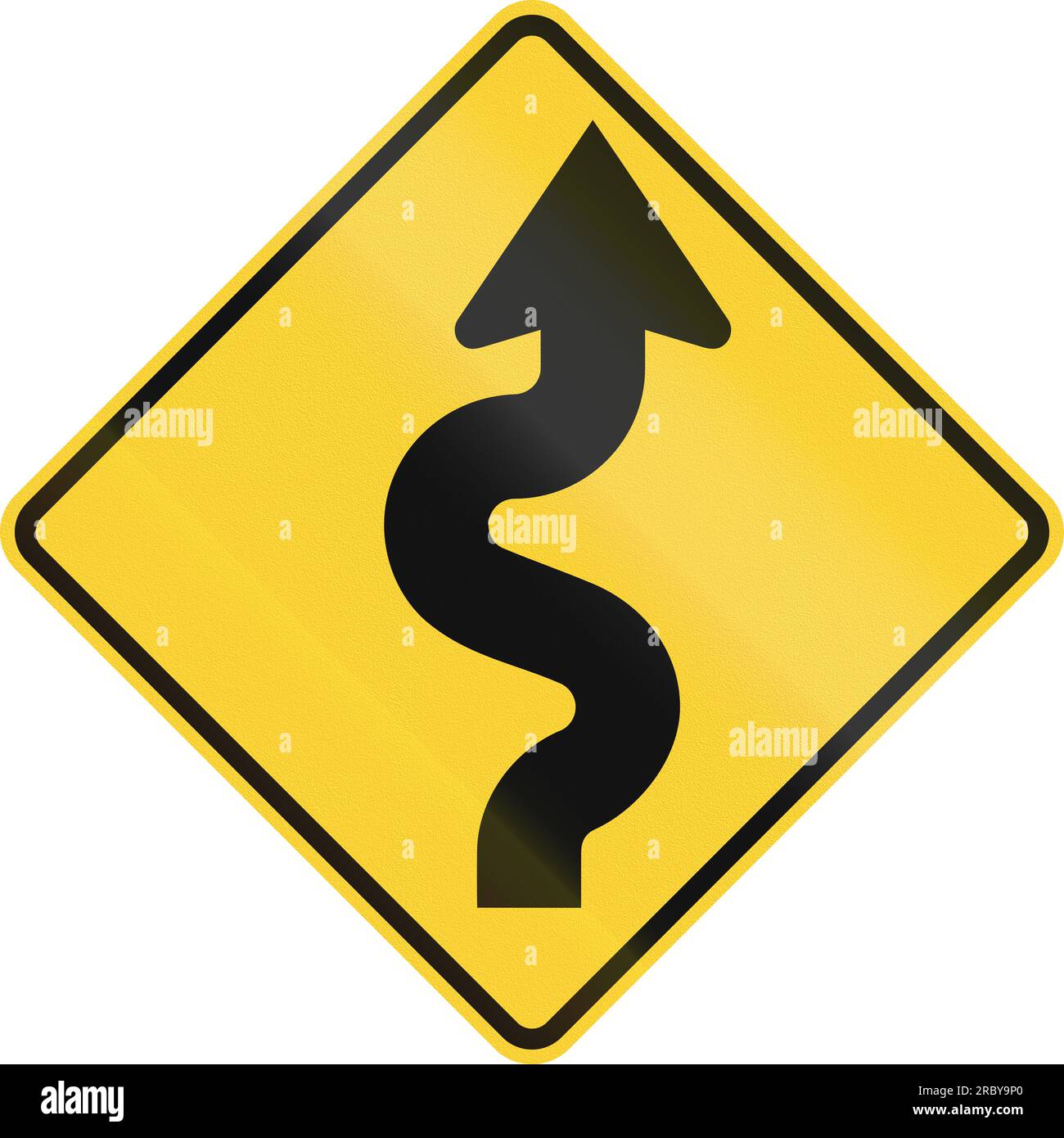 US road warning sign: Winding road, right version Stock Photo - Alamy