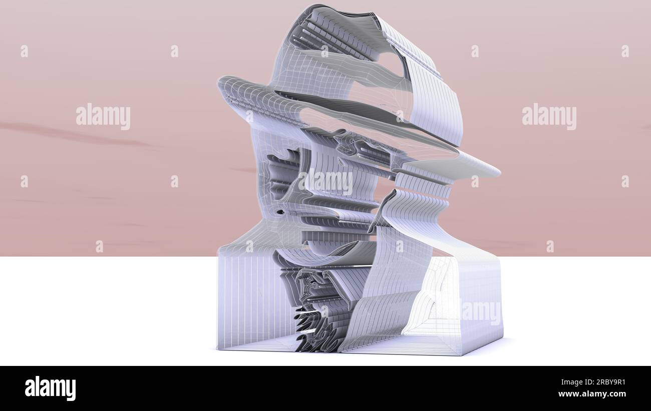 3D architectural illustrated representation of a human bust. Extremely ...