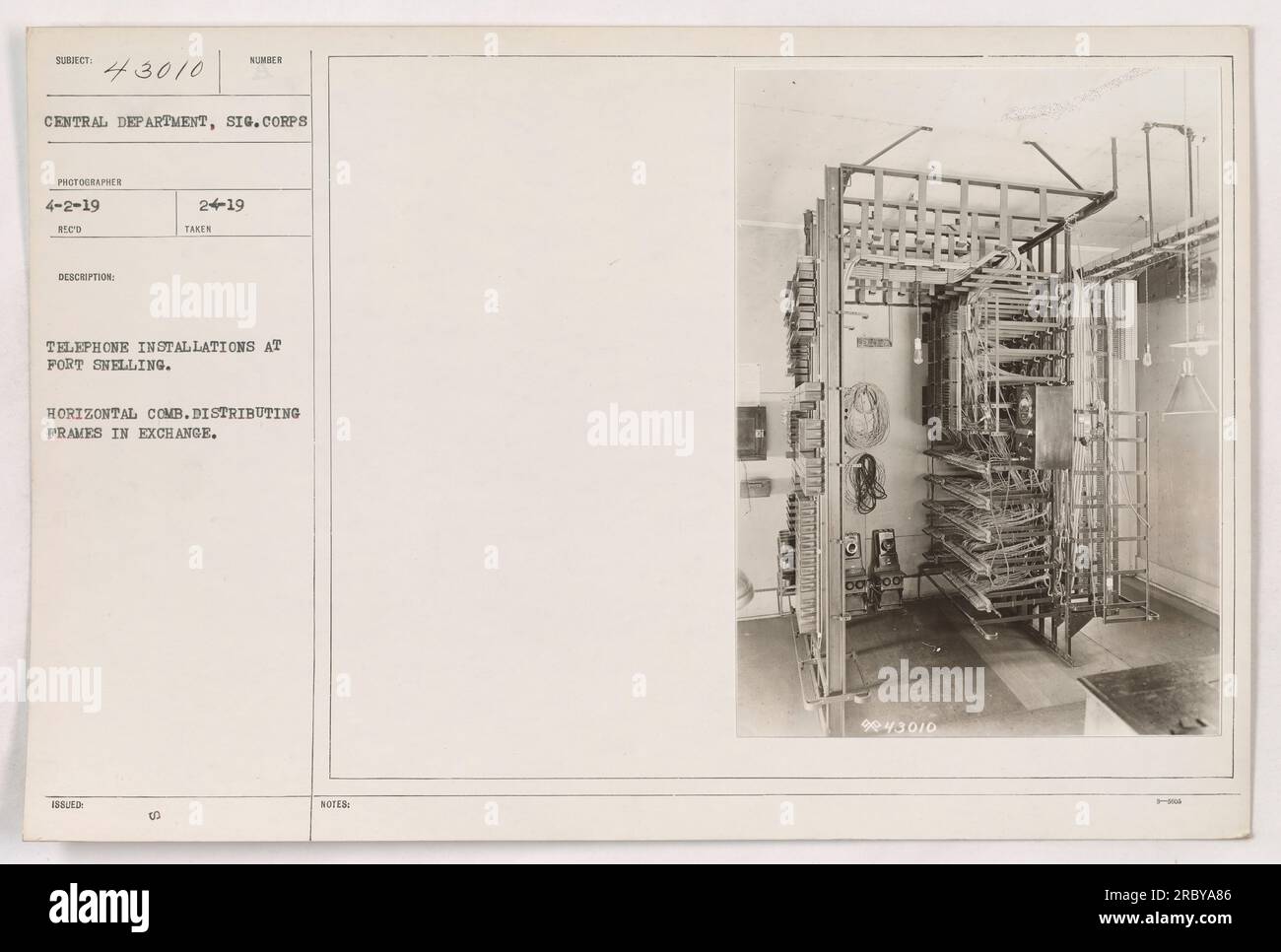 Photograph showing telephone installations at Port Snelling during ...