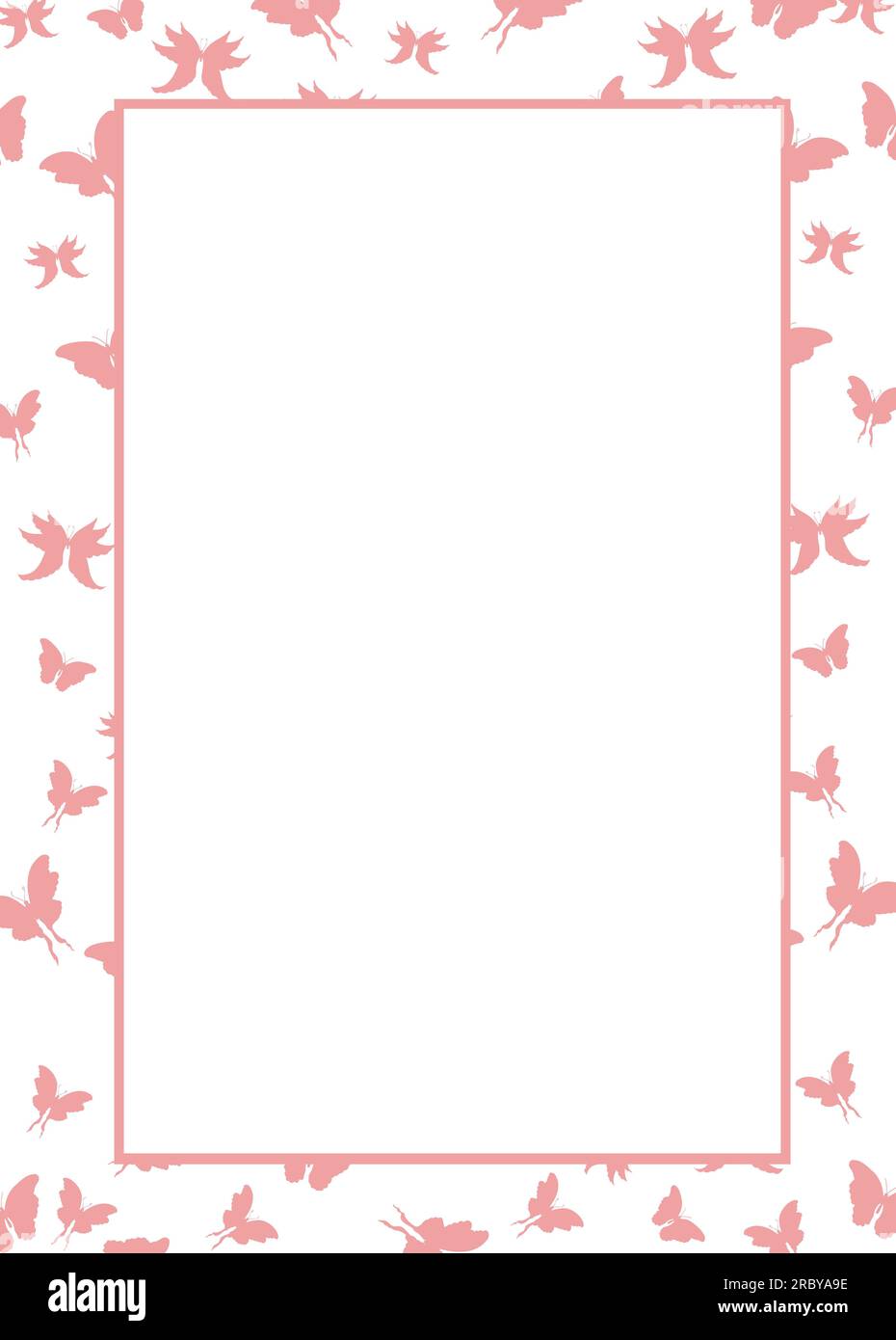 Watercolor hand drawn spring garden full of butterfly square frame ...