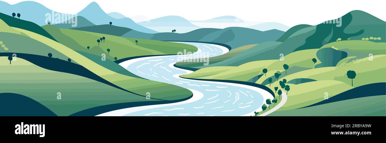 River winding to sunset Stock Vector Images - Alamy