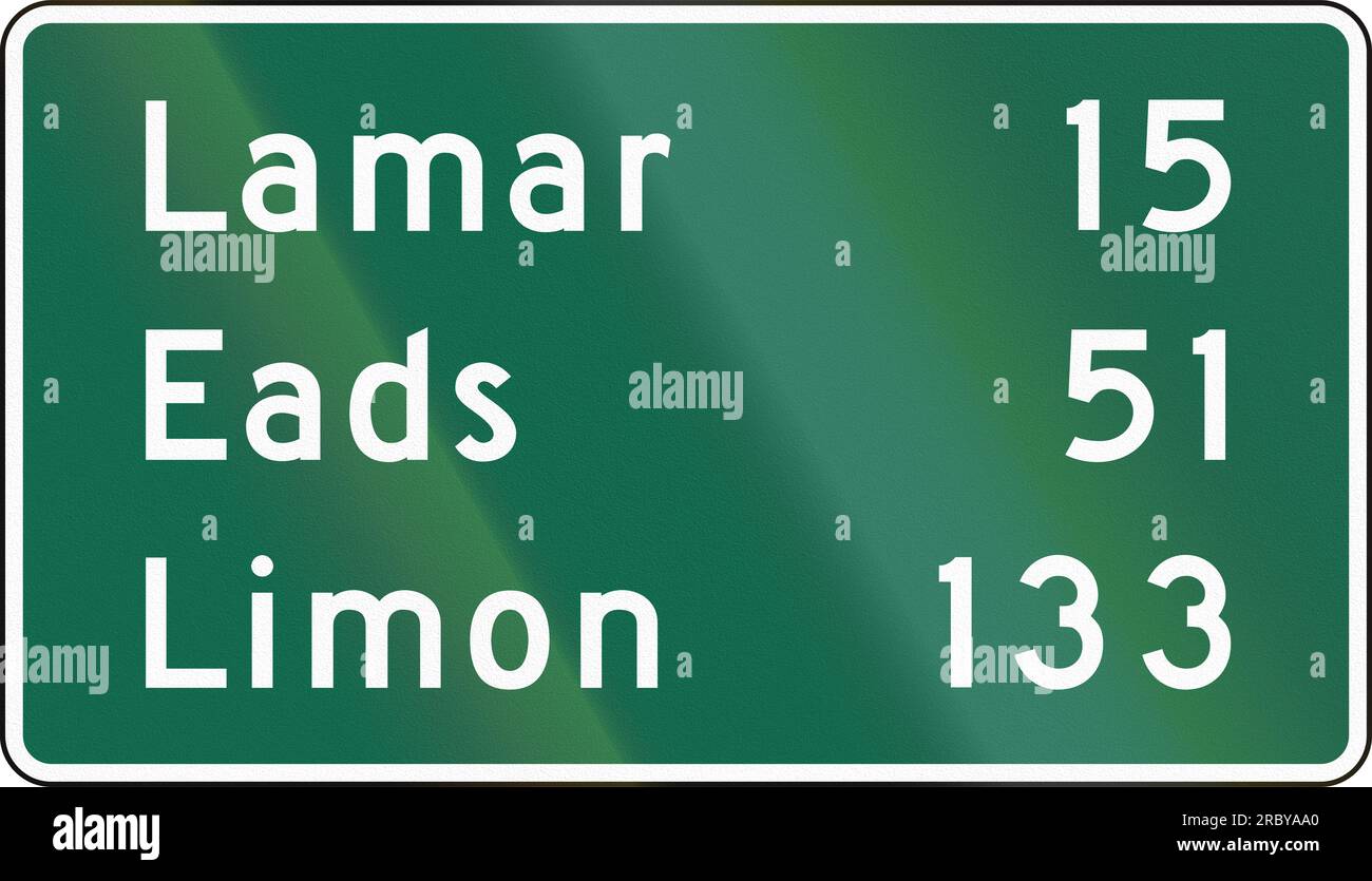 United States MUTCD guide sign with distances in miles Stock Photo - Alamy