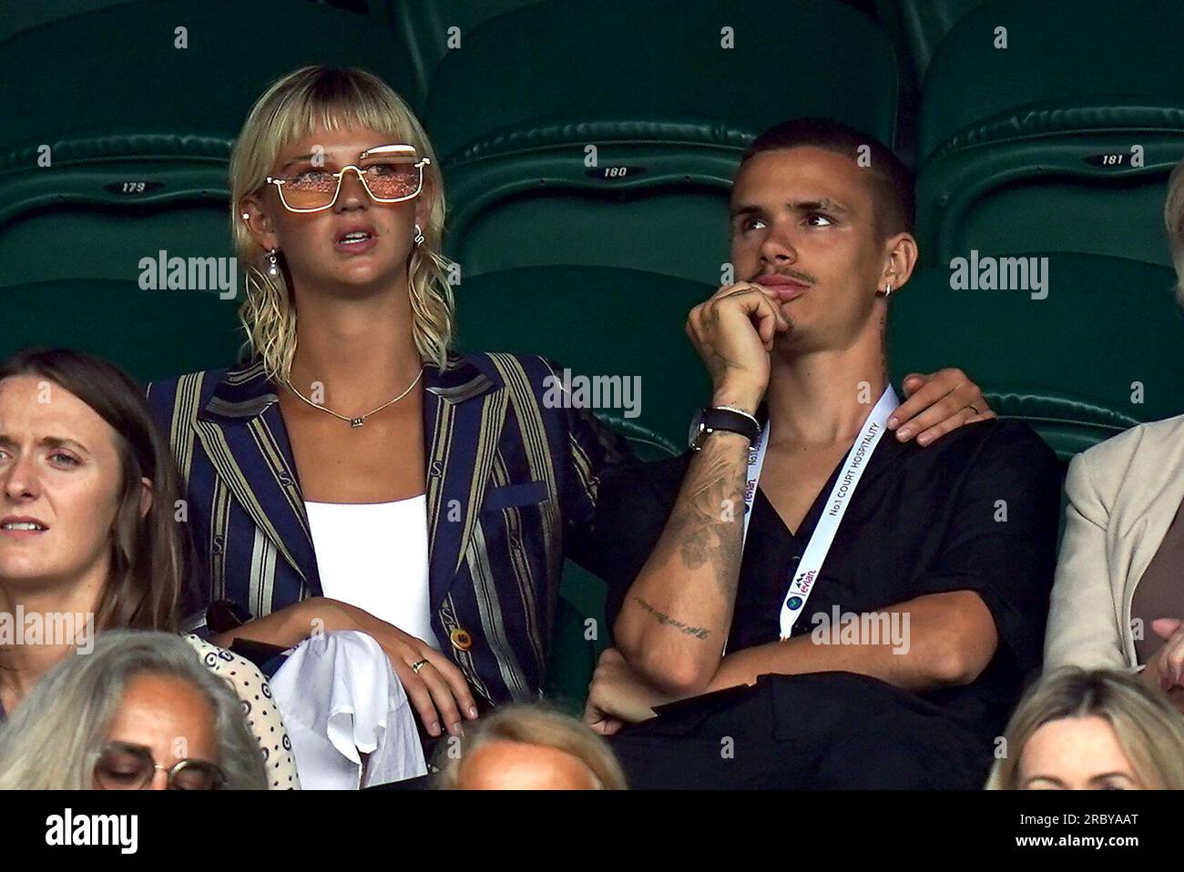Mia Regan and Romeo Beckham on day nine of the 2023 Wimbledon ...