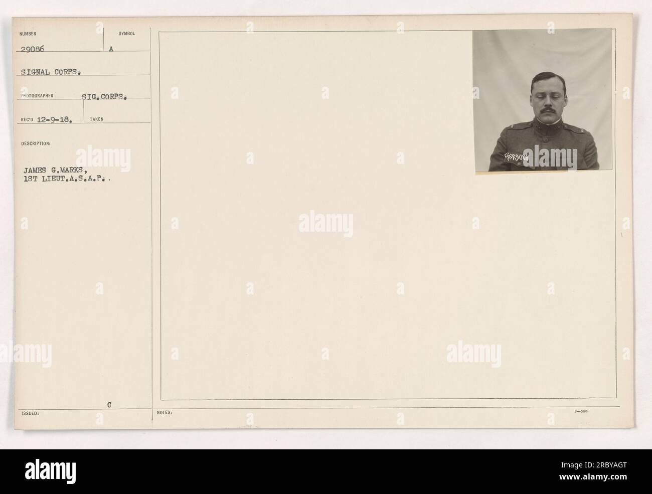 Soldier identified as 1st Lieutenant James G. Marks of the Signal Corps ...