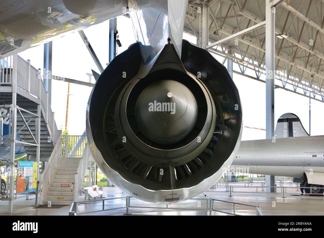 Rear view of the engine of the First Jumbo jet RA001 Boeing 747-121 ...