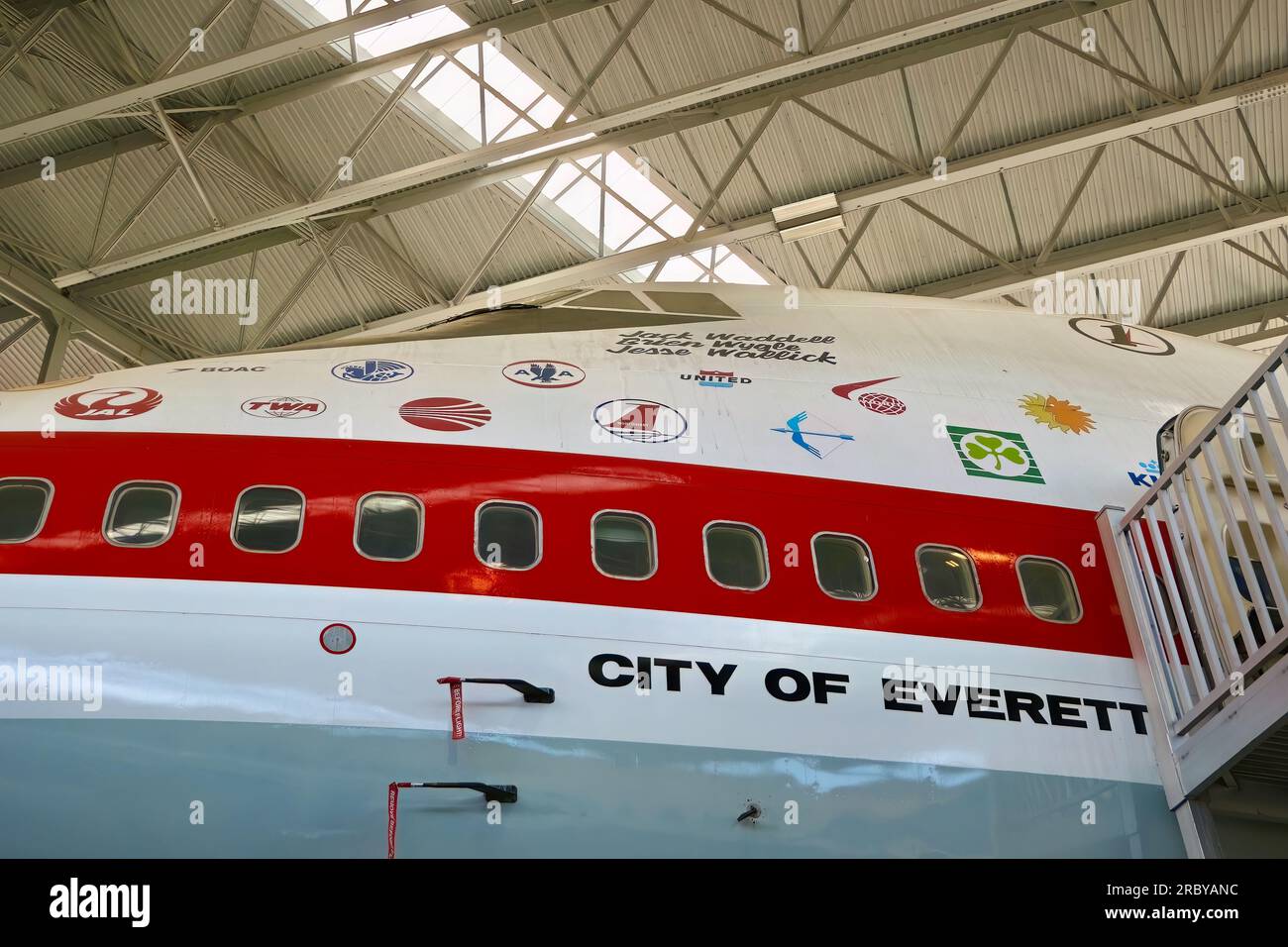 Graphics on the front of the fuselage of the First Jumbo jet RA001 ...
