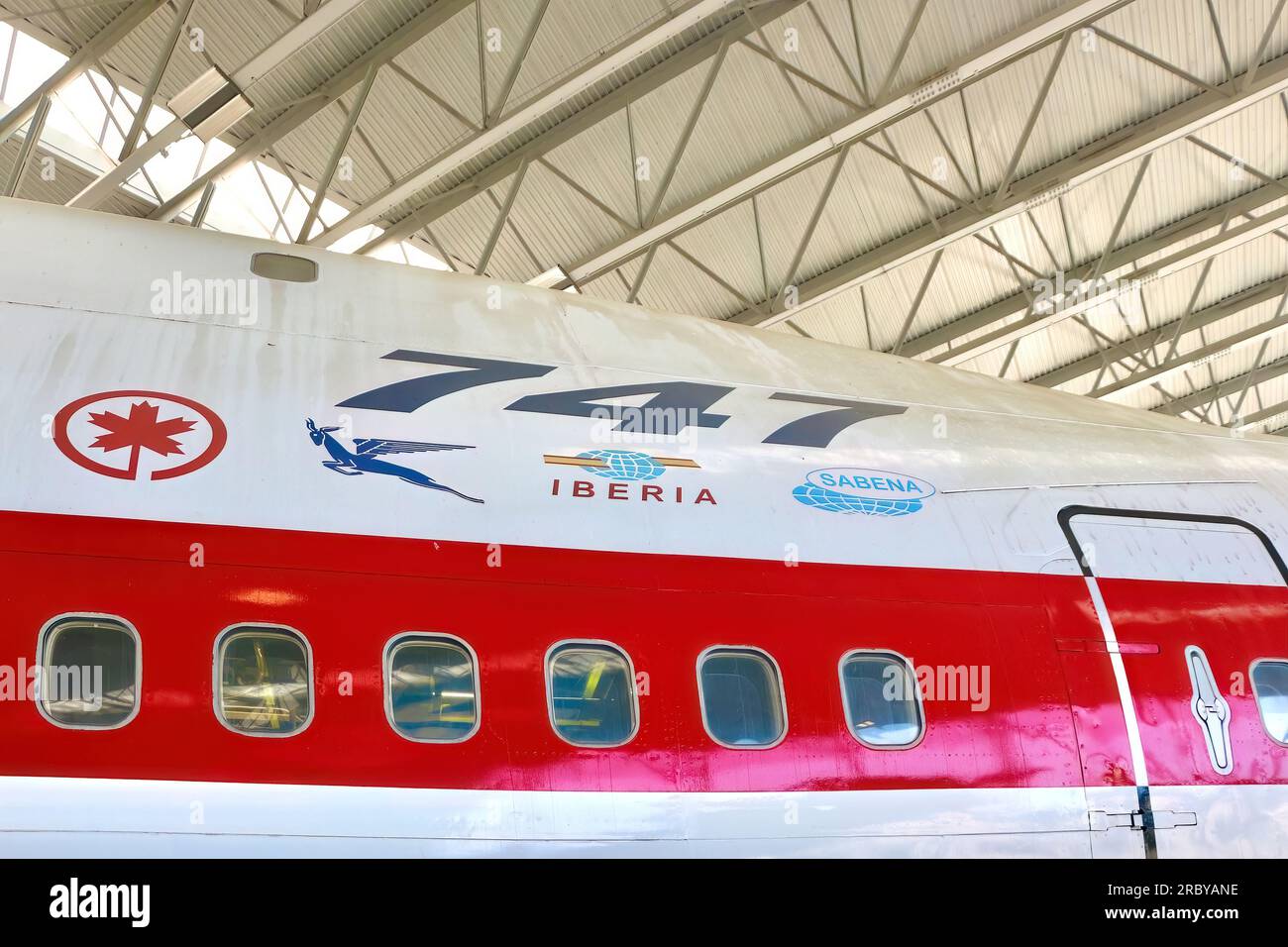 Graphics on the front of the fuselage of the First Jumbo jet RA001 ...