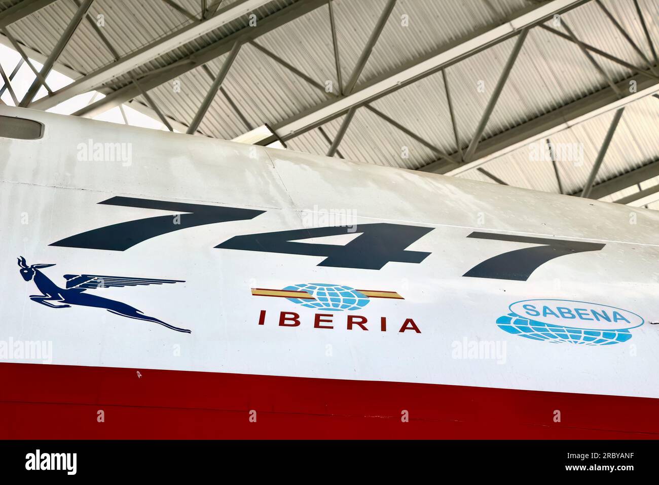 Graphics on the front of the fuselage of the First Jumbo jet RA001 ...