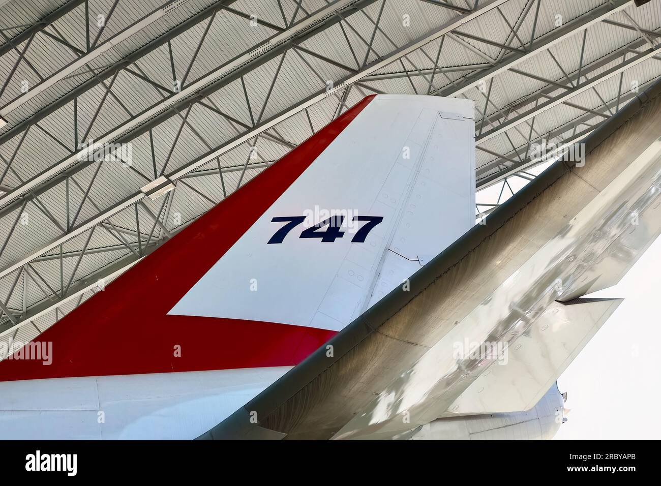 Tail fin of the First Jumbo jet RA001 Boeing 747-121 airliner The ...