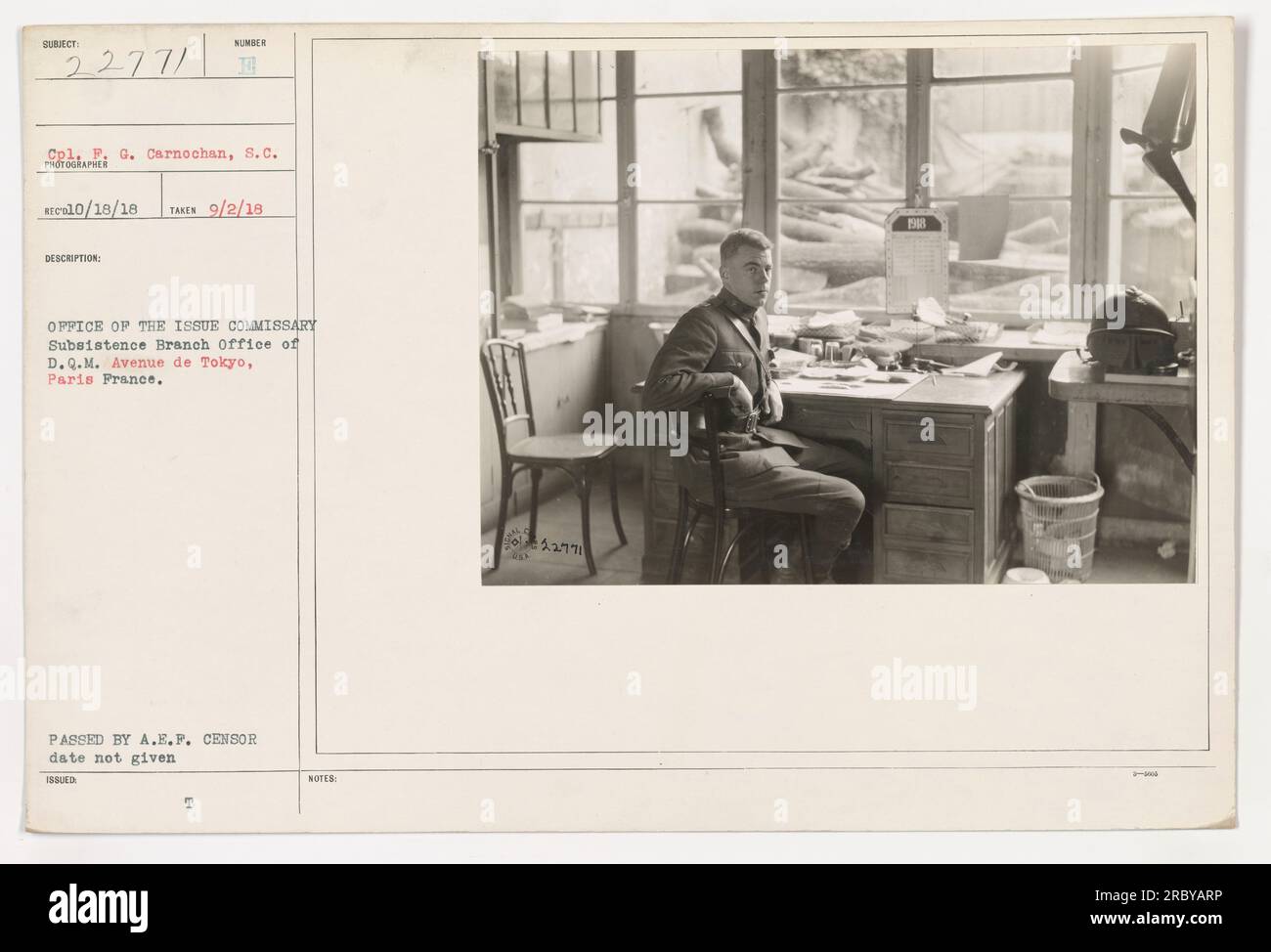 Cpl. P. G. Carnochan of the Signal Corps is photographed in the Office ...