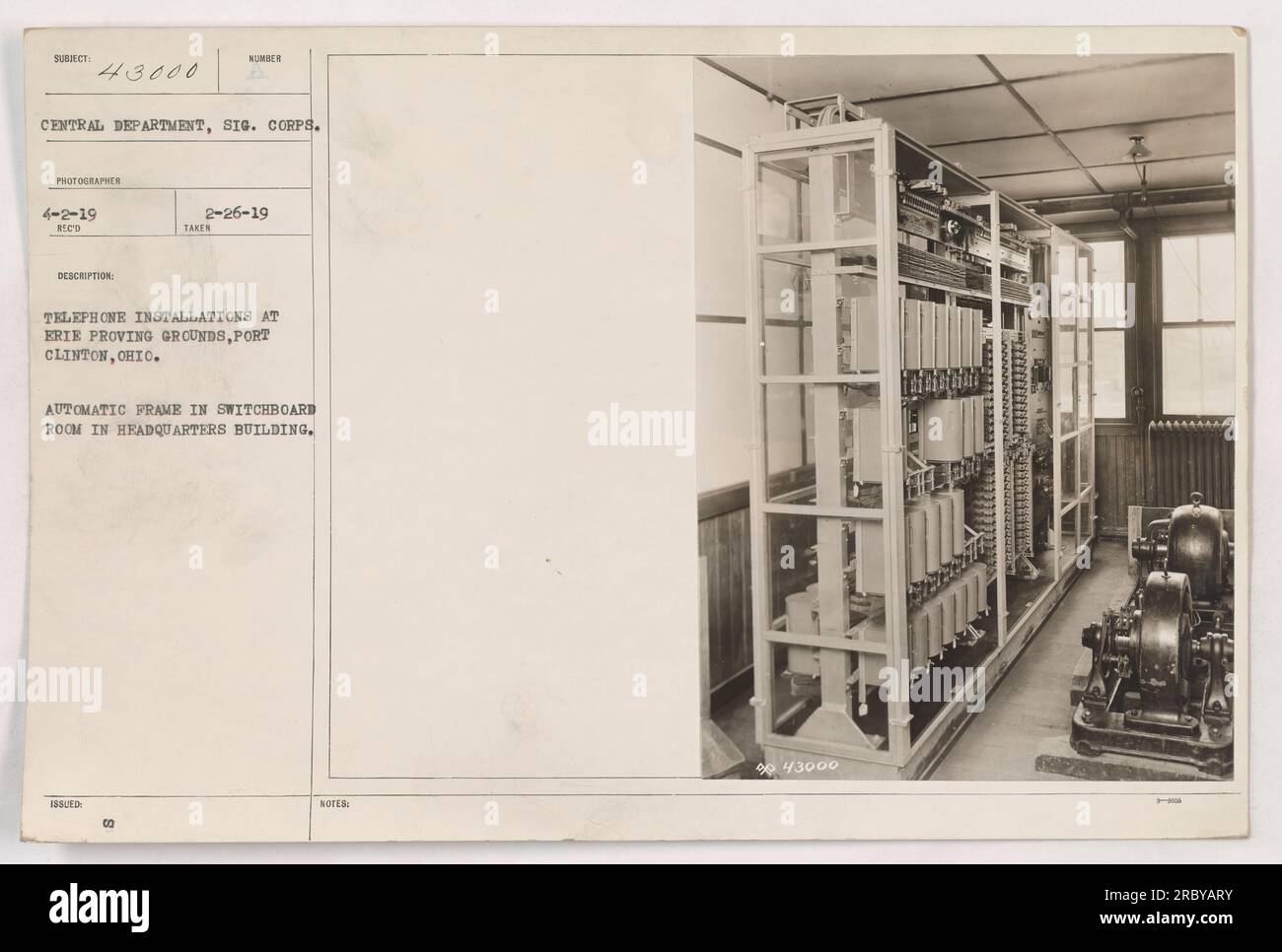 The photograph depicts an automatic frame in the switchboard room of ...