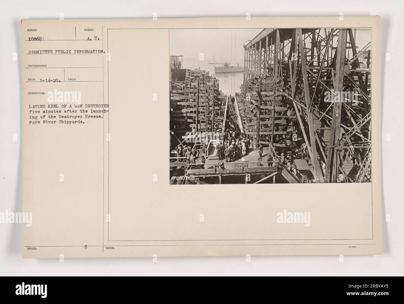 In this photograph, taken at the Fore River Shipyards, the keel of a ...