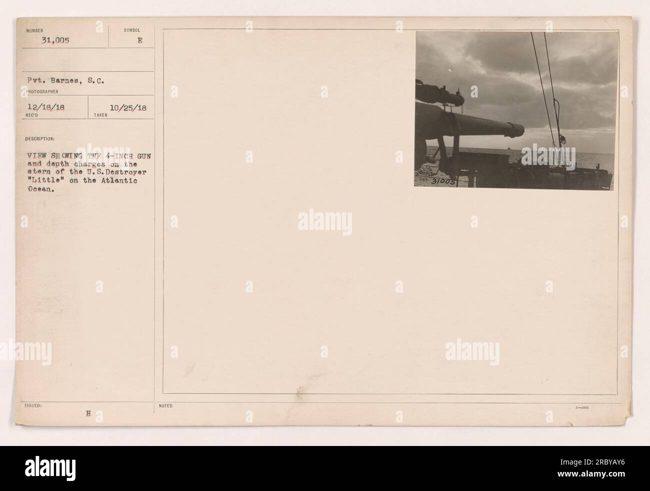 Caption: U.S. Destroyer "Little" equipped with a 4-inch gun and depth ...