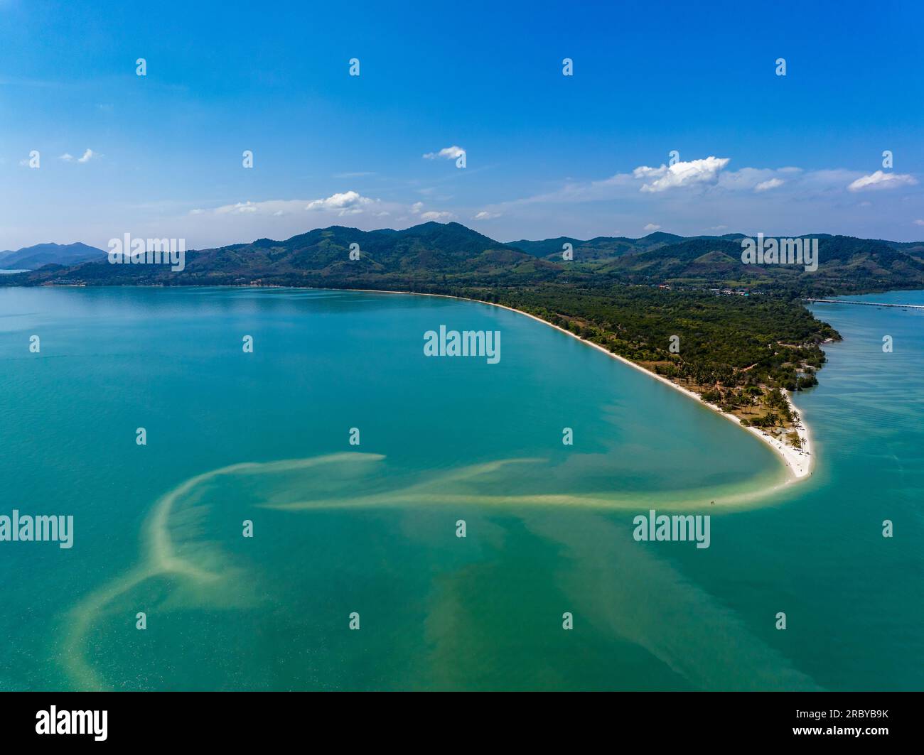 Aerial panorama drone shot of Lam Haed beach peninsula, Koh Yao Yai ...
