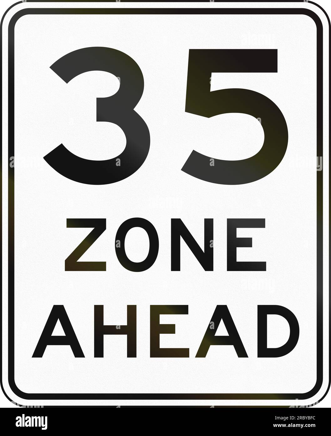 United States 35 speed limit zone ahead sign, California Stock Photo ...