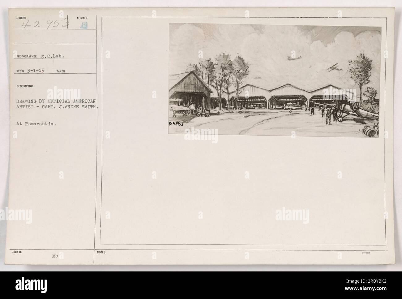 Drawing by official American artist Captain J. Andre Smith depicting ...