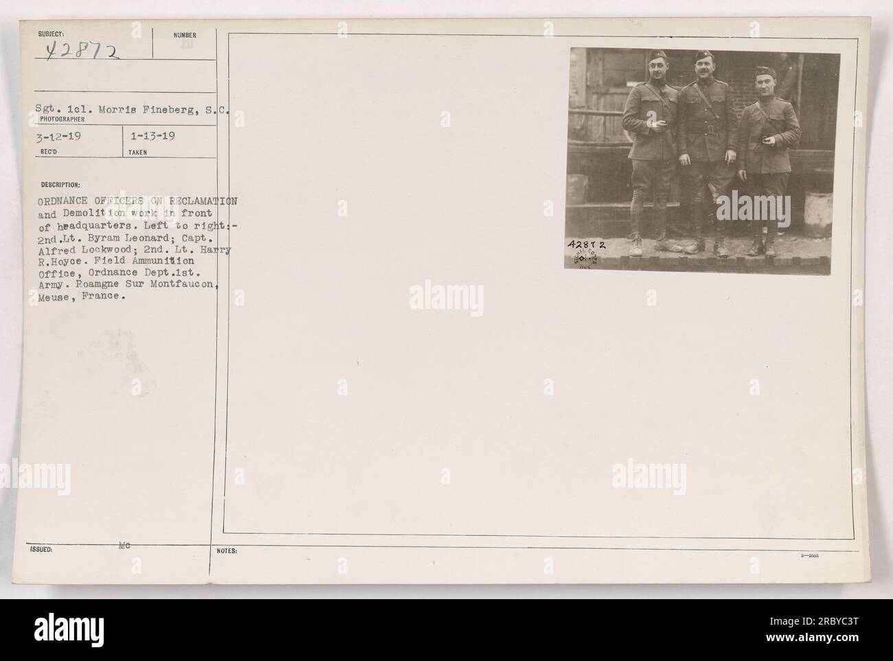 This photograph is labeled 111-SC-42872 and features Sgt. 101. Morris ...