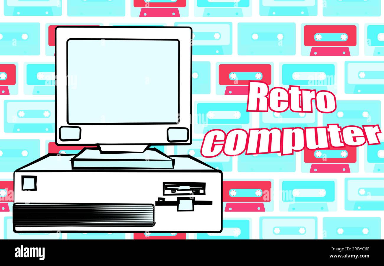 Old vintage retro hipster antique gaming desktop computer and a retro ...