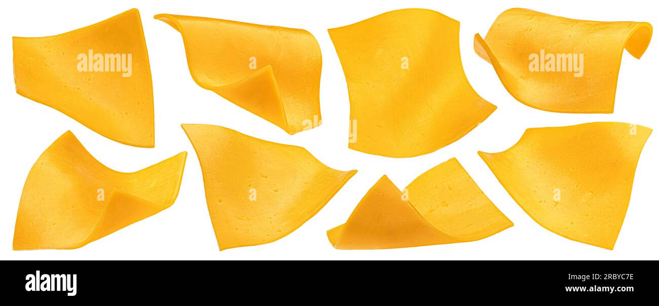 Processed cheese, burger cheese slices isolated on white background ...