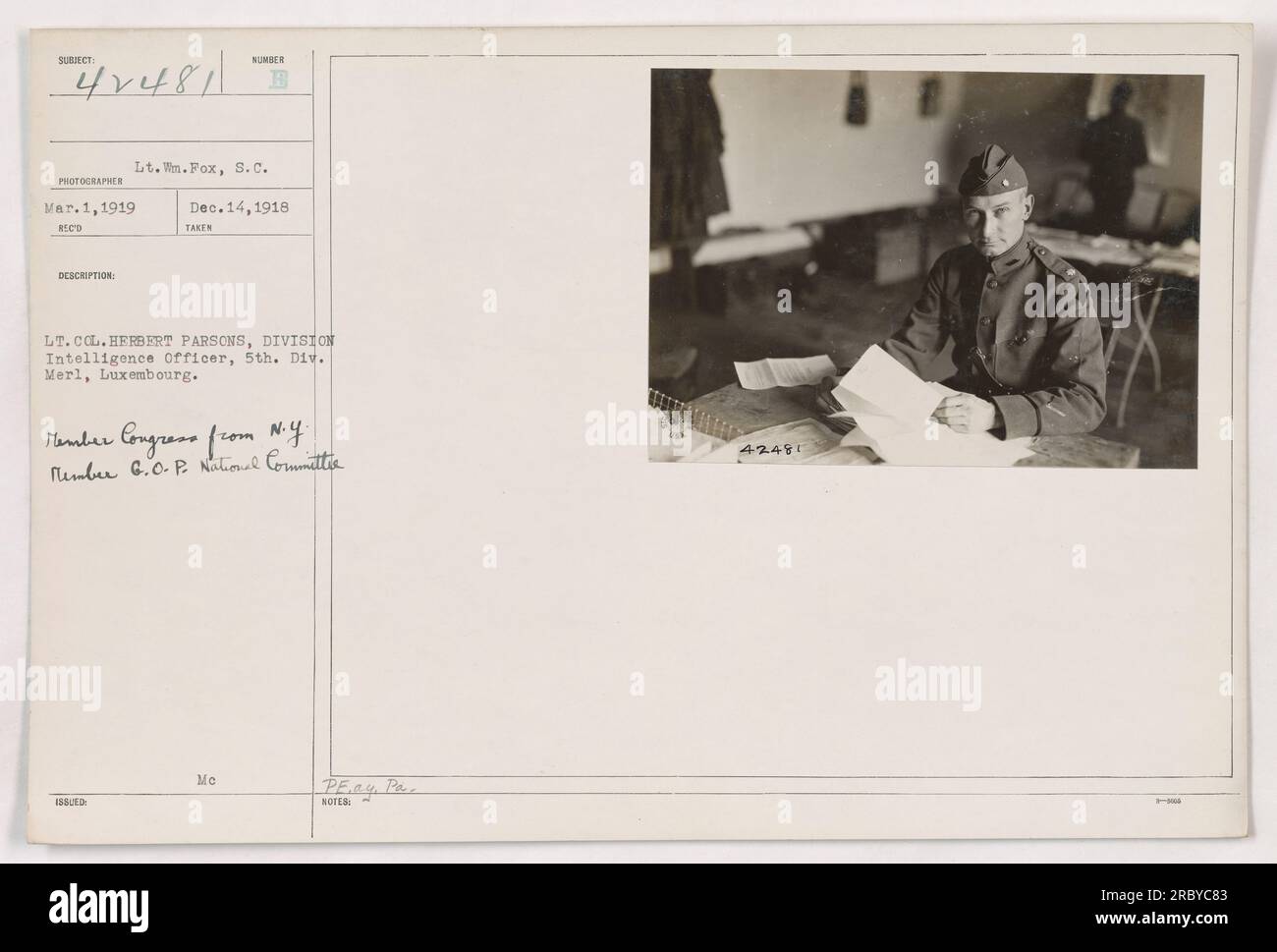 Lt col herbert parsons hi-res stock photography and images - Alamy