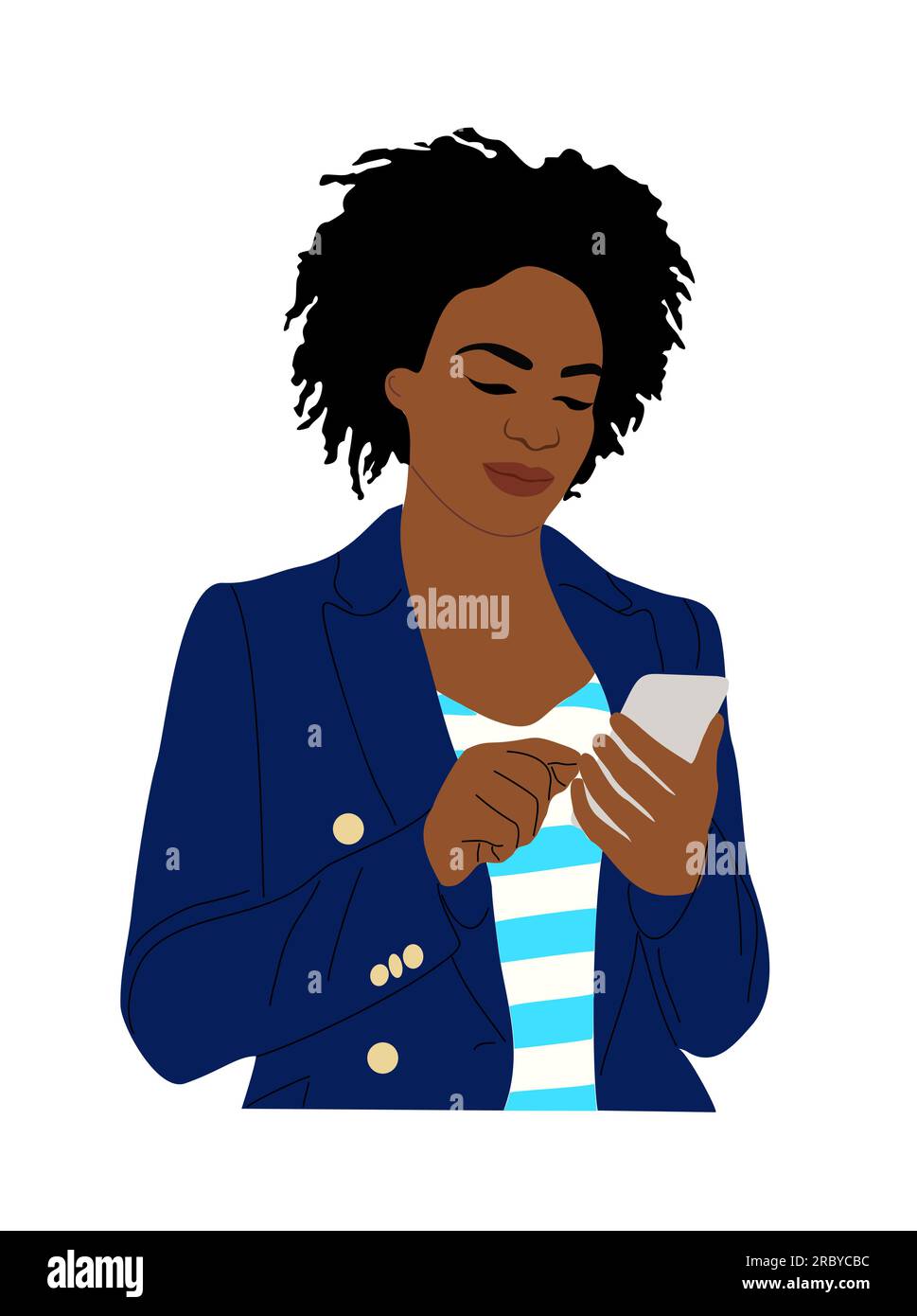 Black Business Woman Holding Mobile Phone Vector Stock Vector Image