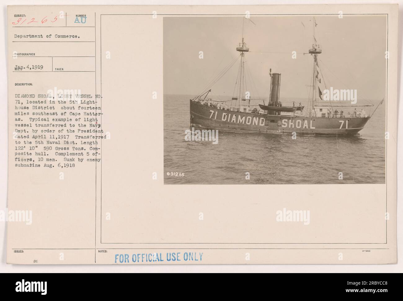 "SUNDER AU DIAMOND SHOAL, LIGHT VESSEL NO 71 - A typical example of a ...