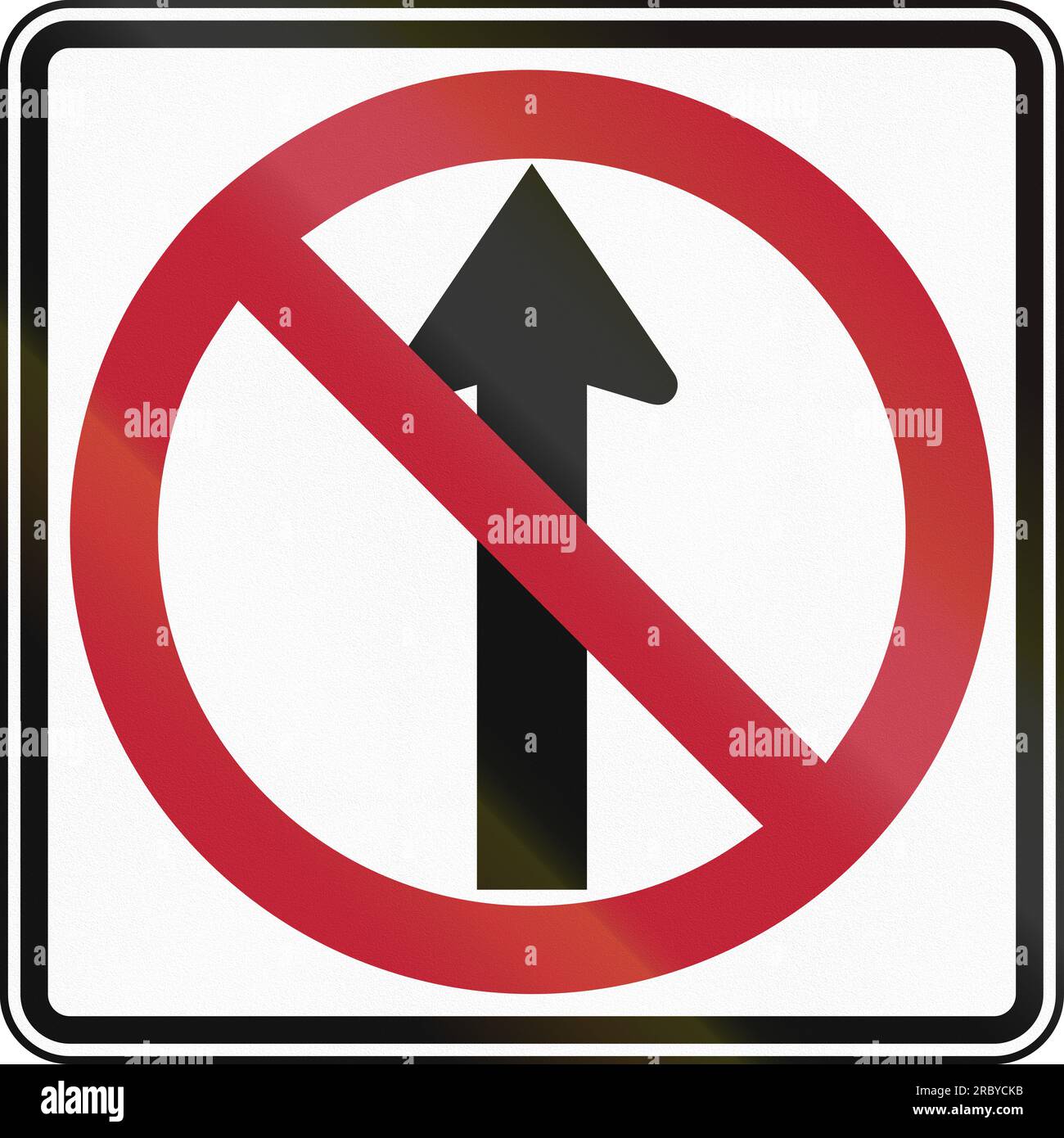 United States traffic sign: No straight through Stock Photo - Alamy