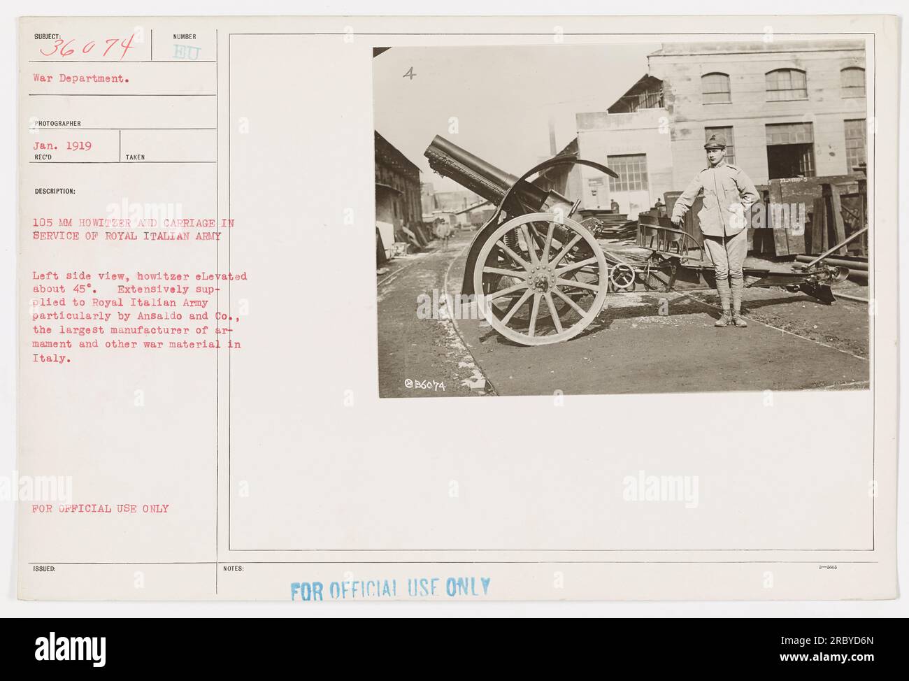 A howitzer and carriage in service of the Royal Italian Army during ...