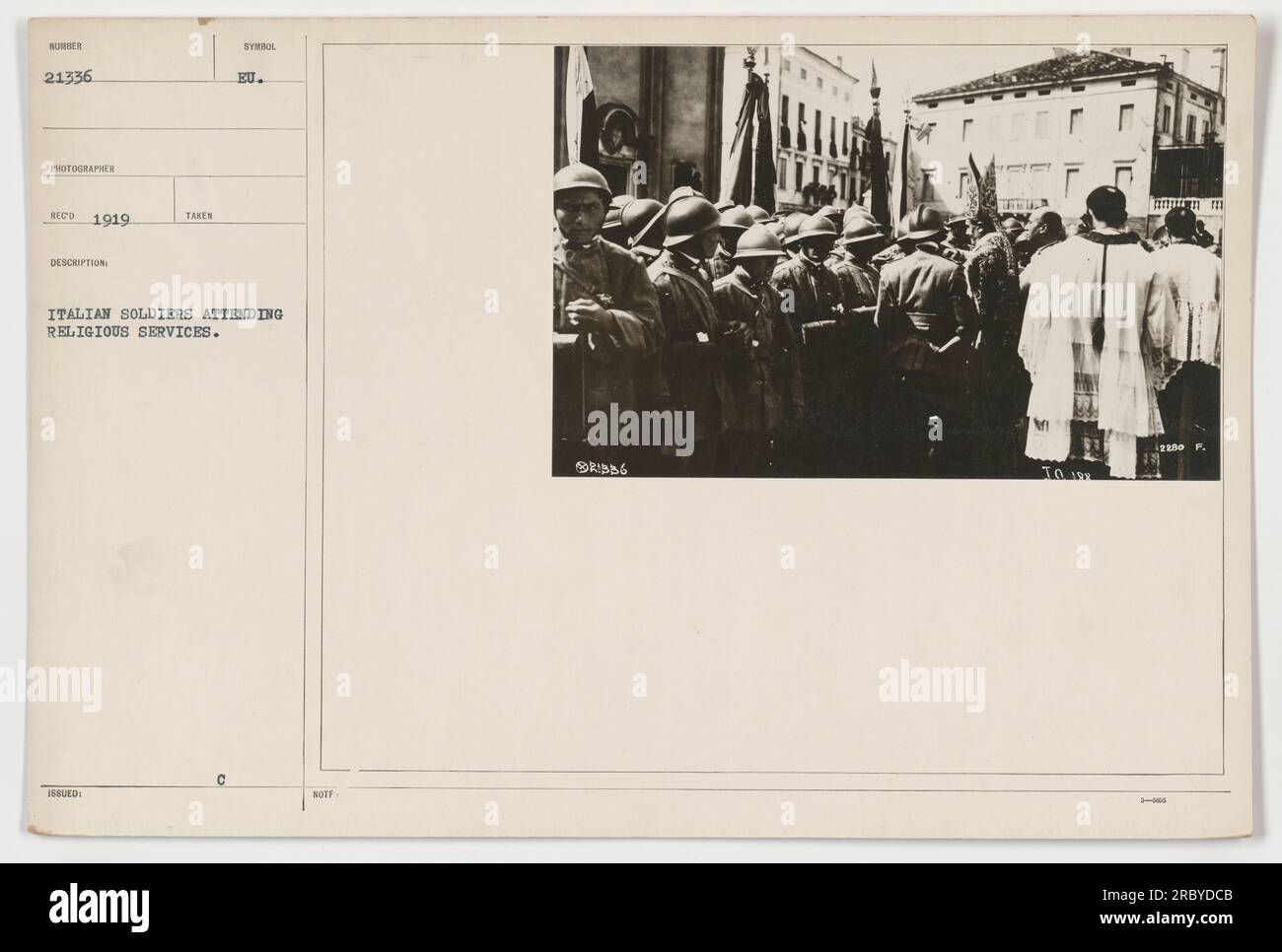 Italian soldiers attending religious services during World War One. The ...