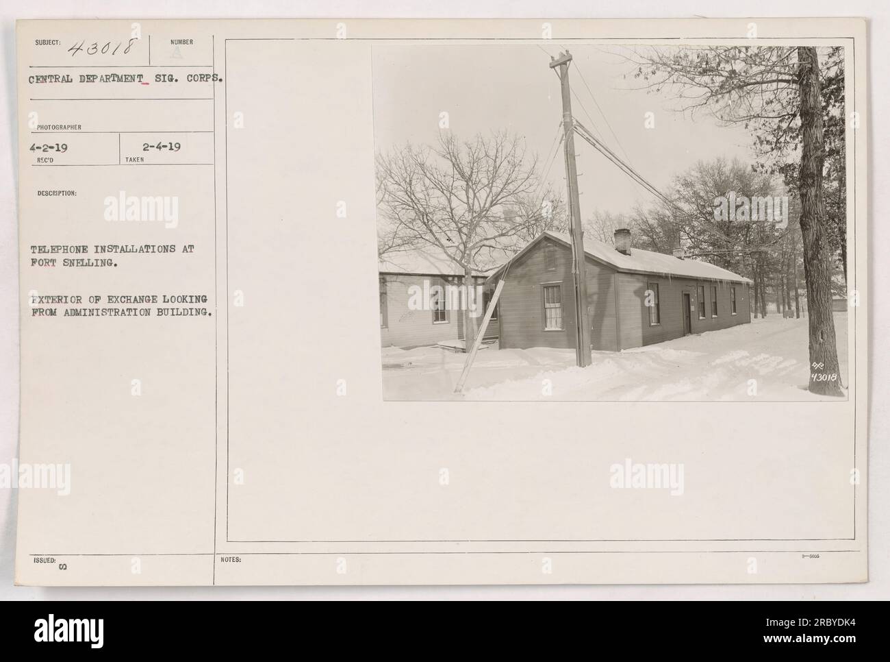 An exterior view of the telephone exchange at Fort Snelling, taken on ...