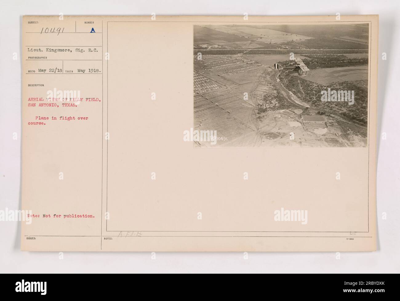 Aerial view of Kelly Field in San Antonio, Texas. The photograph shows ...