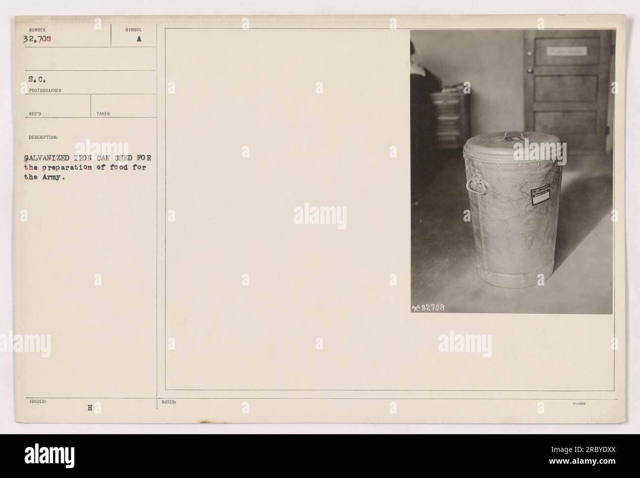 Galvanized iron cans being used for the preparation of food in the Army ...