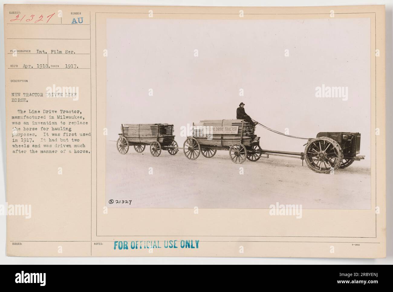A photograph of the Line Drive Tractor being used during World War I ...
