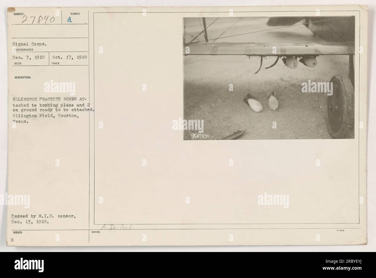 Caption: "Soldiers at Ellington Field, Houston, Texas, preparing for practice bombing exercises ...