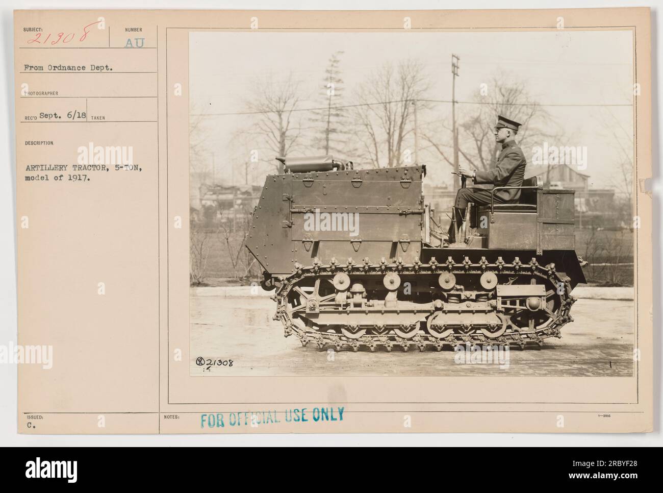 An official photo taken by the Ordnance Dept. on September 6, 1918 ...