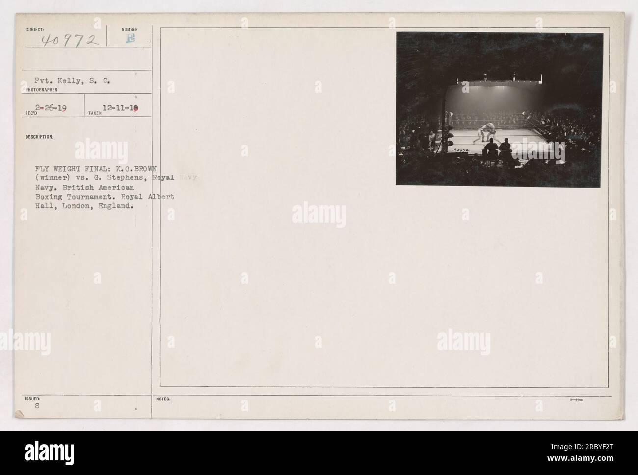 American boxer Pvt. Kelly, S. C. is pictured in the ring during the ...