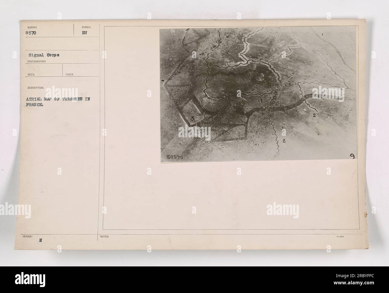 Aerial map showing the layout and location of trenches in France during ...