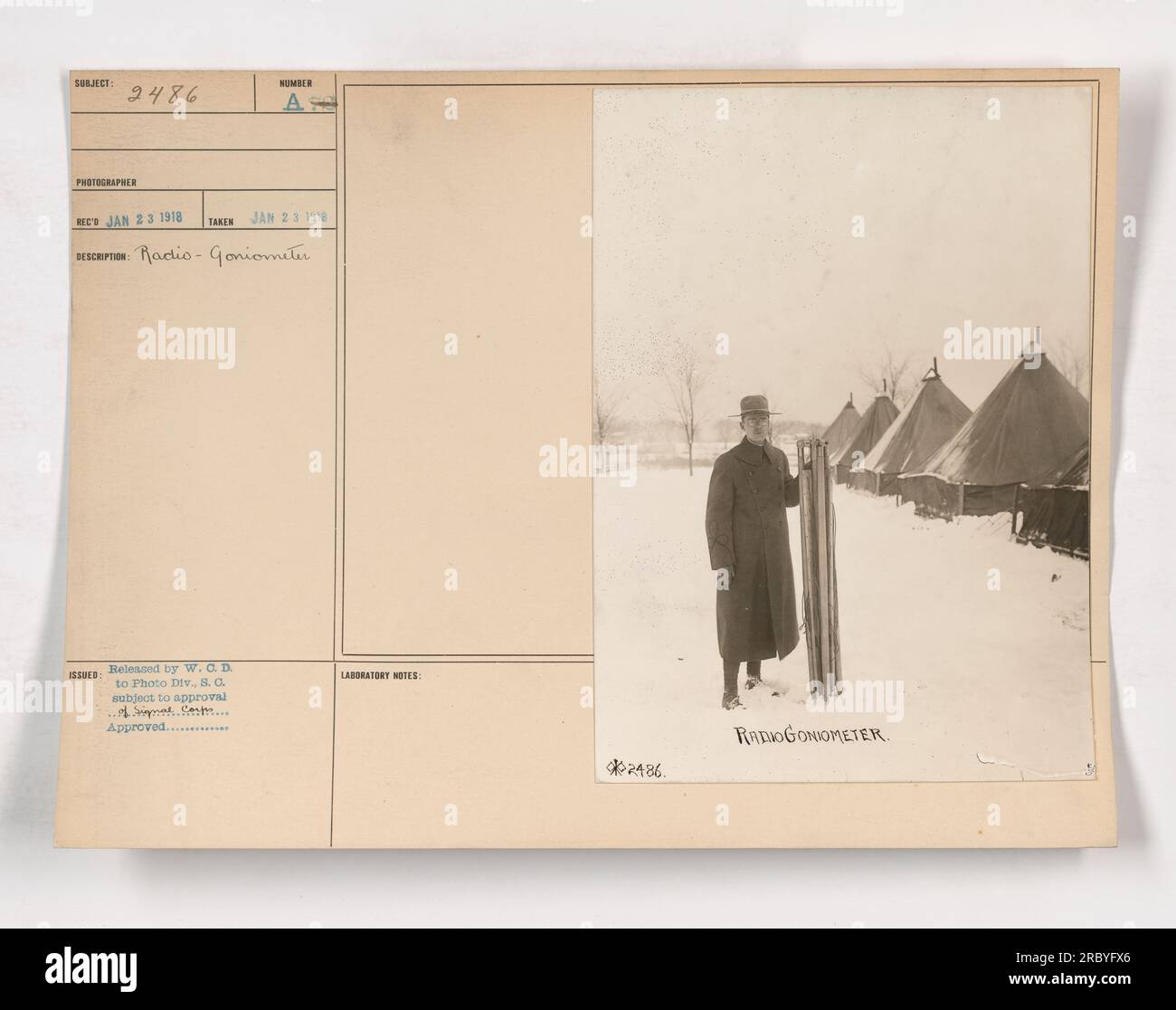 A photograph from January 23, 1918, showing a radio-goniometer used for ...