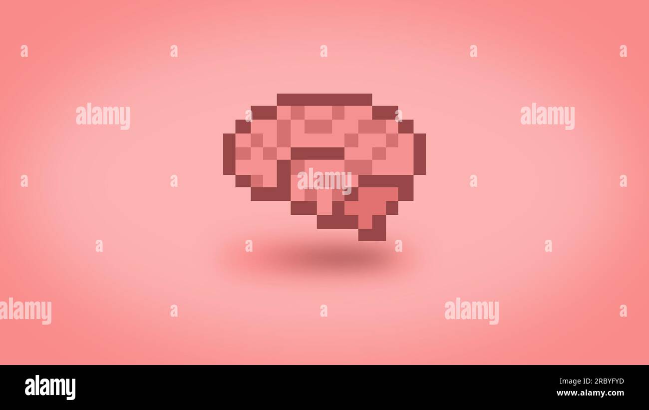 Pixel 8 bit brain wallpaper - high resolution 4k background Stock Photo - Alamy