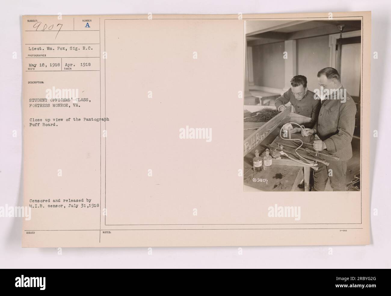 Close up view of the Pantograph Puff Board used in a student officers ...