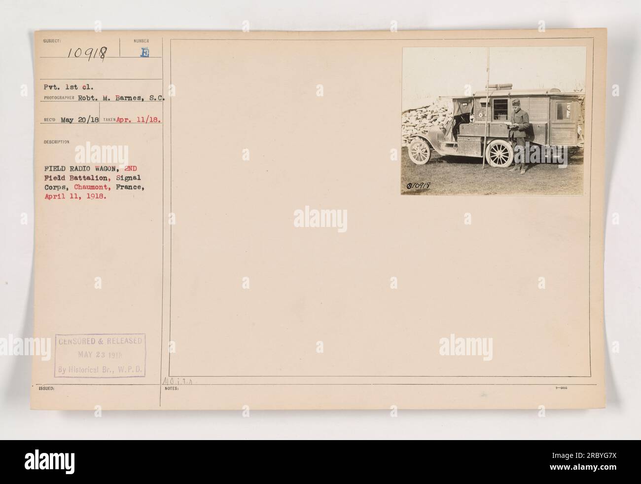 111-SC-10918 - Field Radio Wagon from the 2nd Field Battalion of the ...