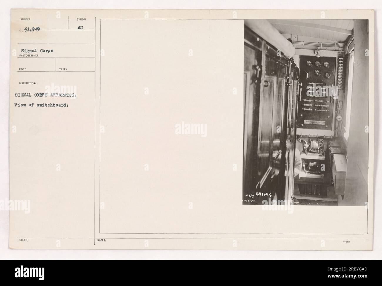 A switchboard with signal corps apparatus can be seen in this ...