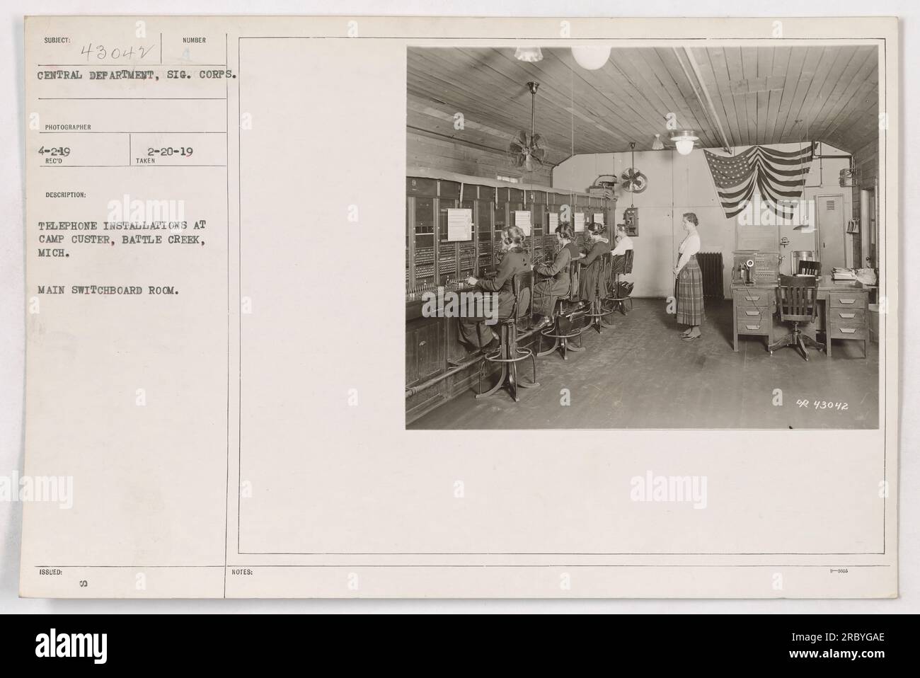 Factual caption: "Photograph 43042 depicts telephone installations at ...