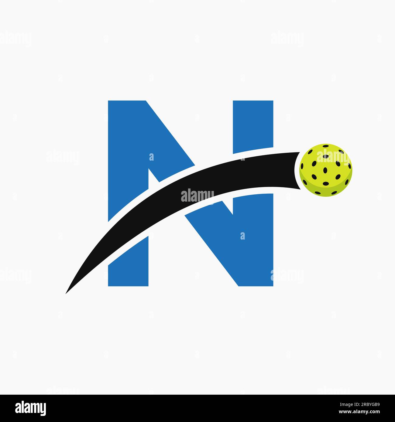 Pickleball Logo On Letter N With Moving Pickleball Icon. Pickleball ...