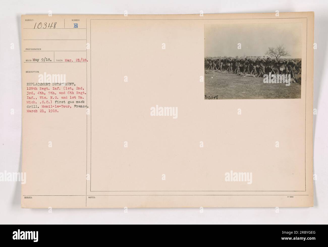 This photograph shows the Replacement Detachment of the 128th Infantry ...