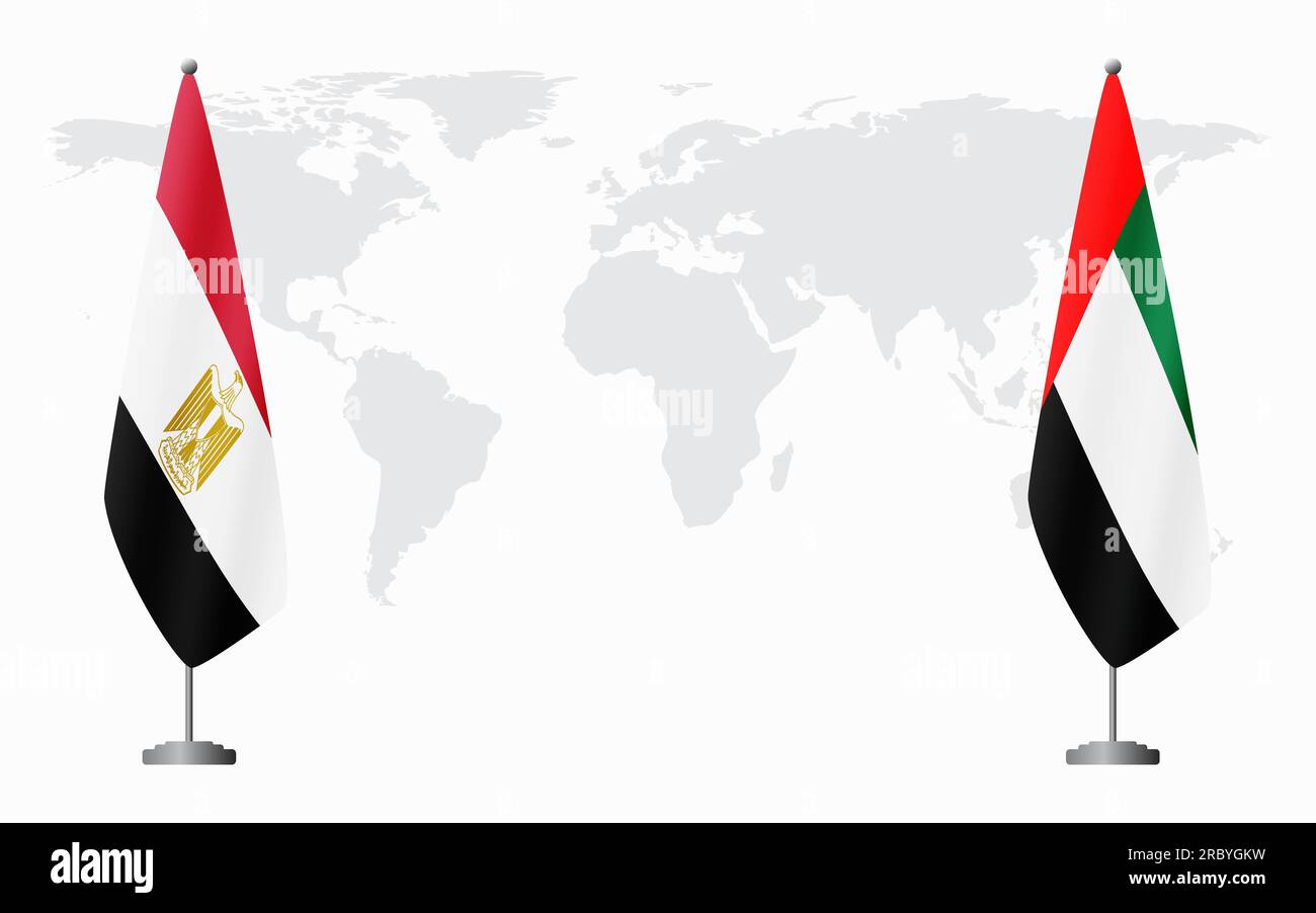 Egypt and United Arab Emirates flags for official meeting against ...
