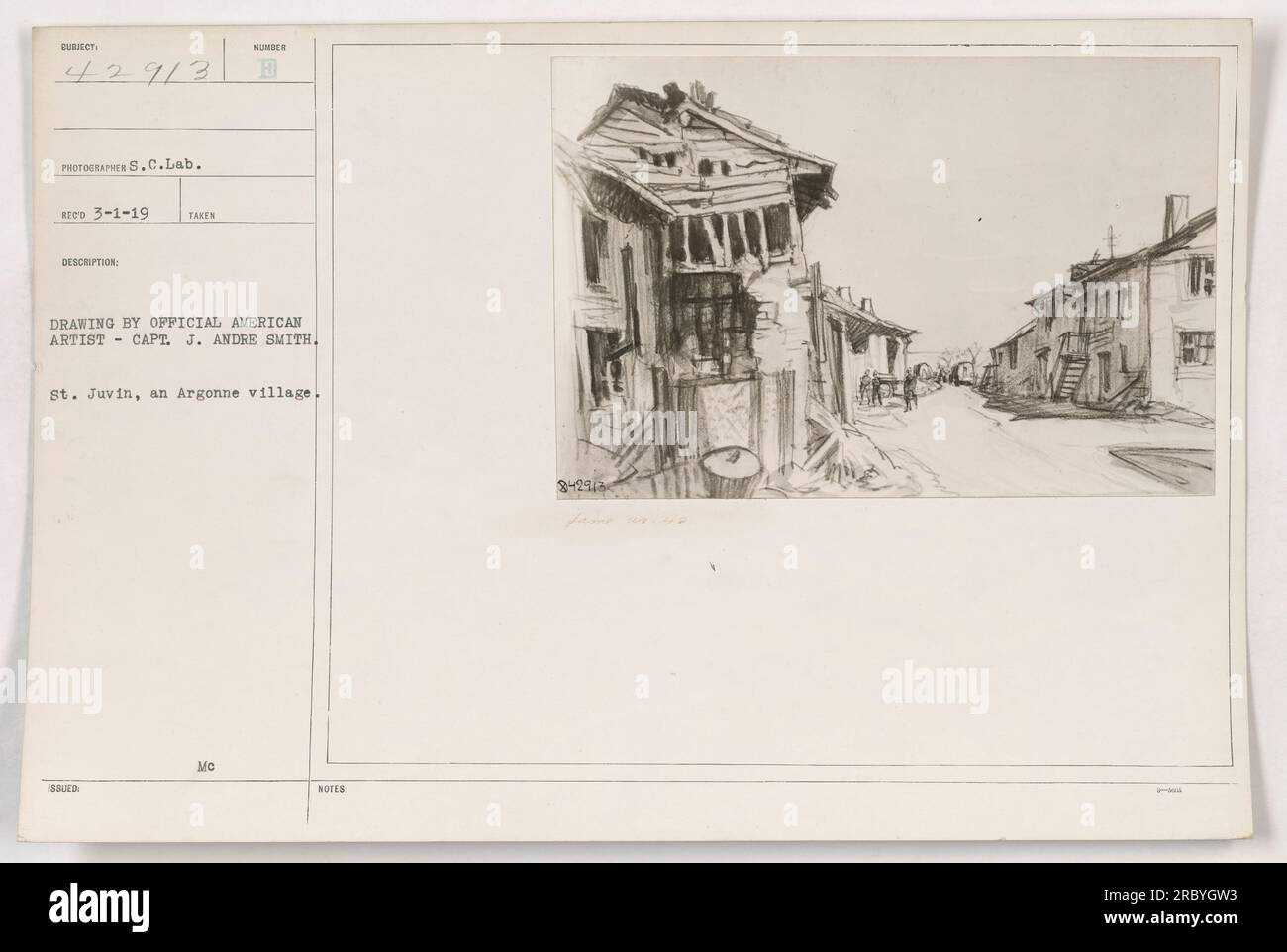 Capt. J. Andre Smith, an official American artist, created this drawing ...